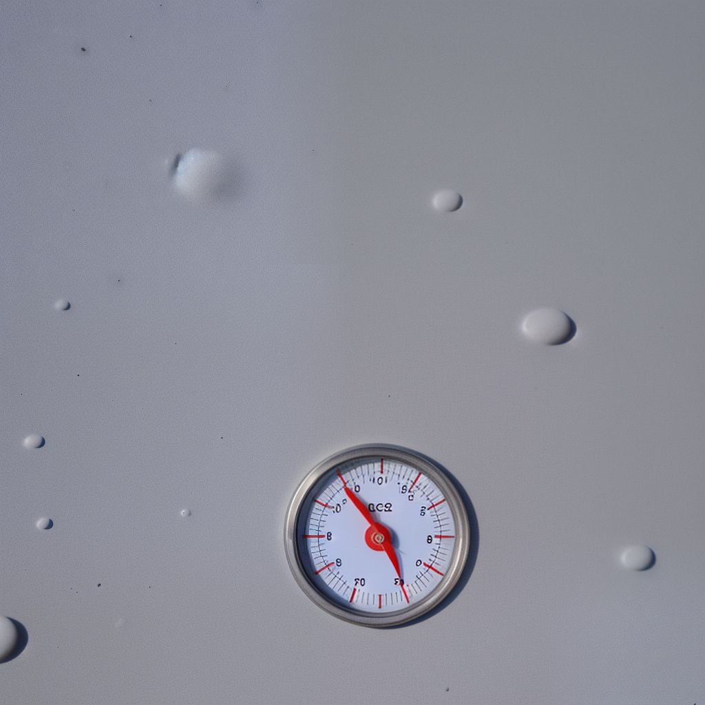 Close-Up of a Pressure Gauge Surrounded by Small Water Droplets