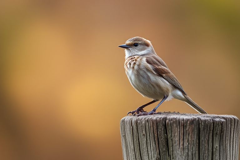 A Beautiful Bird Perched Gracefully on a Weathered Wooden Post in Nature.