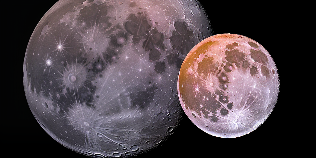 Two Majestic Moons Illuminating the Night Sky in Stunning Detail