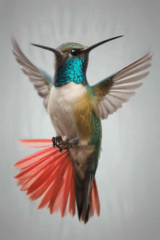 A Vibrant Hummingbird Fluttering Gracefully with Shimmering Feathers ...