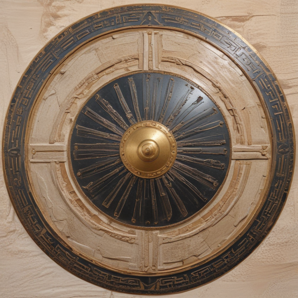 Generate an ancient greek shield. We have to see it all