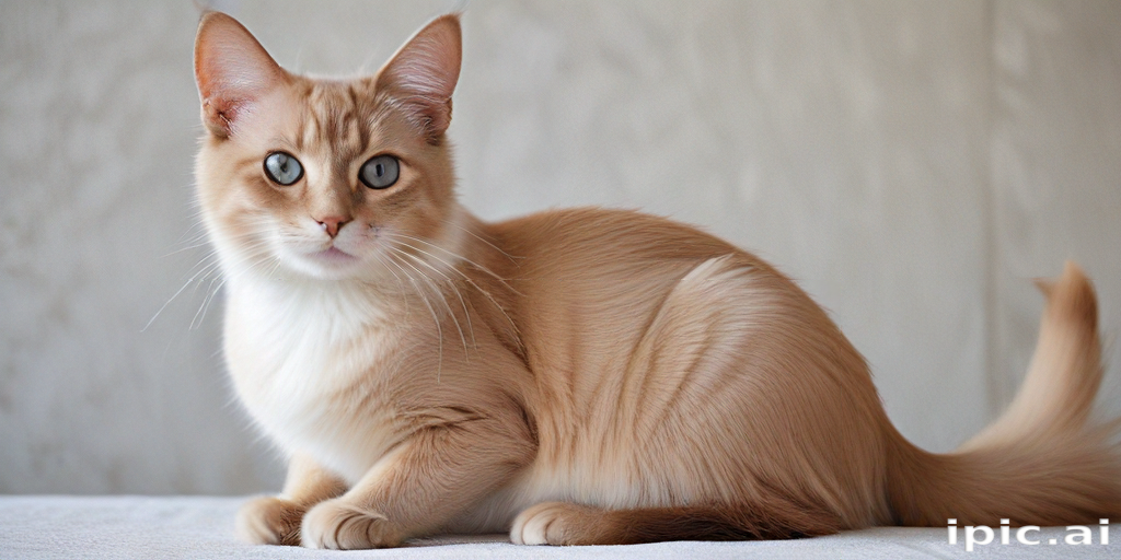 A Beautiful Light Orange Cat with Striking Blue Eyes Poses Elegantly.