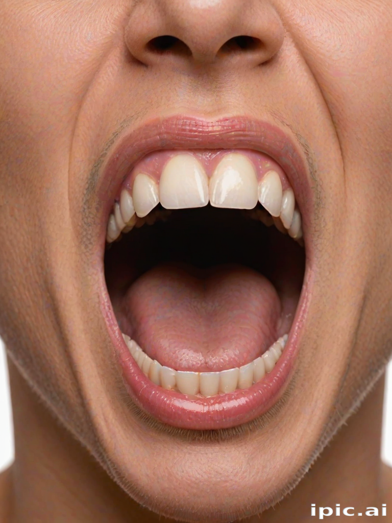 Close-Up of a Person's Open Mouth with Visible Teeth and Expression