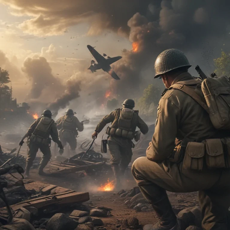 Bravery in Battle: Soldiers Charge Forward Amidst Chaos of War
