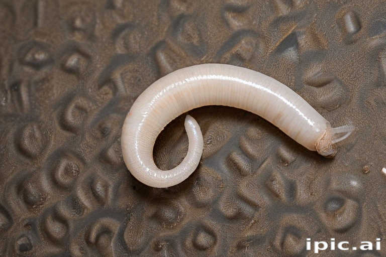 Curled White Worm on Textured Surface Highlighting Unique Biological ...