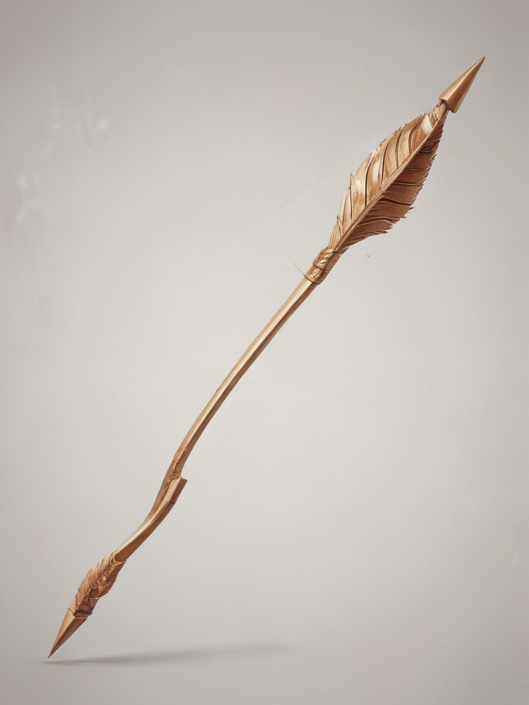 Intricately Designed Bronze Arrow with Detailed Feather and Sharp Tip