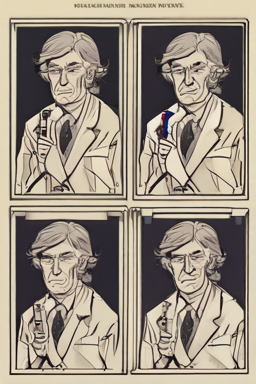 Trump as Columbo with long coat and beige suit and tie with blonde hair