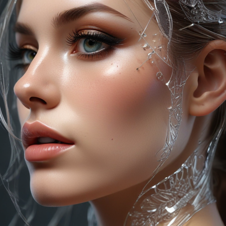 Stunning Close-Up Portrait of a Young Woman with Intricate Makeup Details