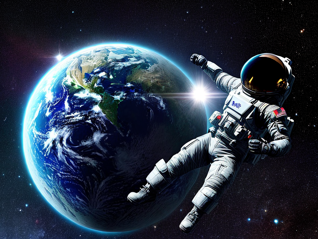 astronaut floating in interstellar space