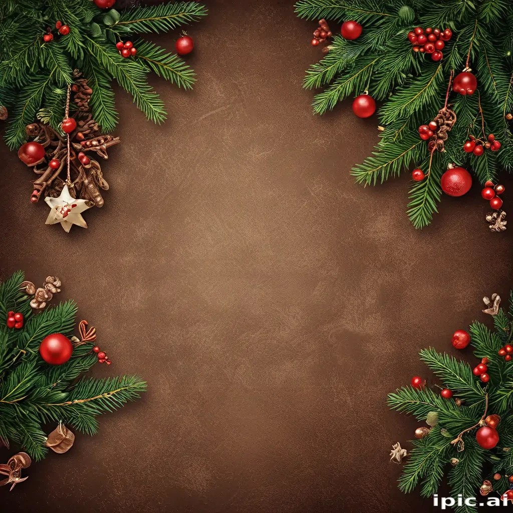 Festive Holiday Background with Greenery, Ornaments, and Decorative ...
