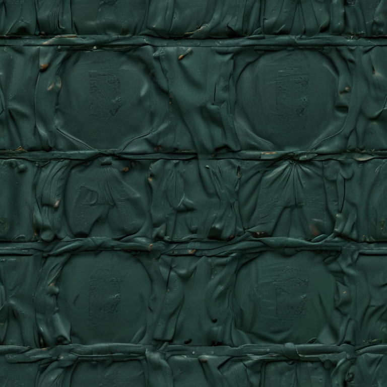 Textured Green Surface with Circular Patterns and Wavy Designs in Rows.