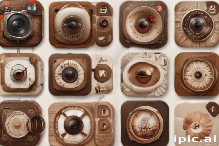 Artistic Display of Creative Camera Icons and Unique Photography Designs