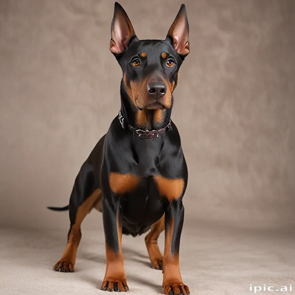 Majestic Doberman Pinscher Posing Confidently Against a Soft Neutral ...