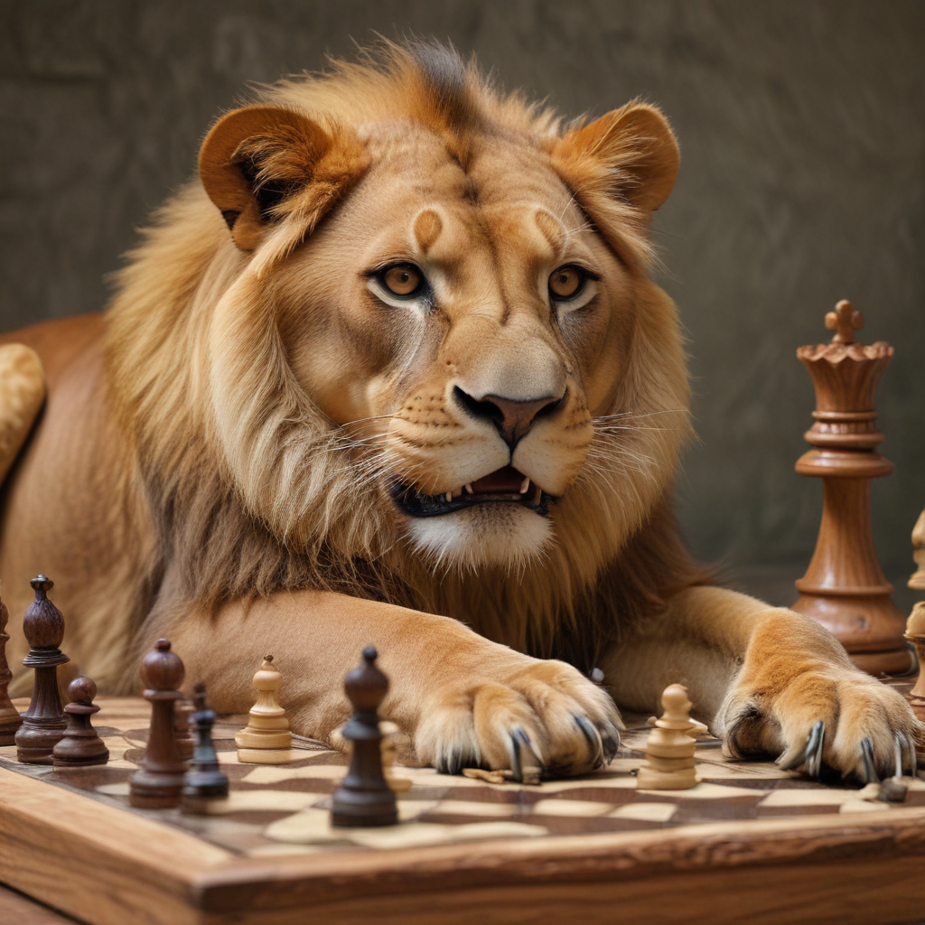lion,chess,crocodile,grown