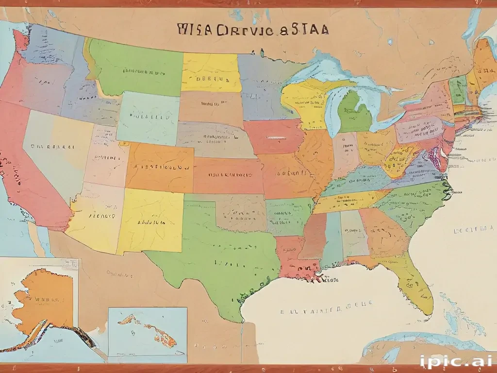 Map of the United States Highlighting Geographic Regions and State ...