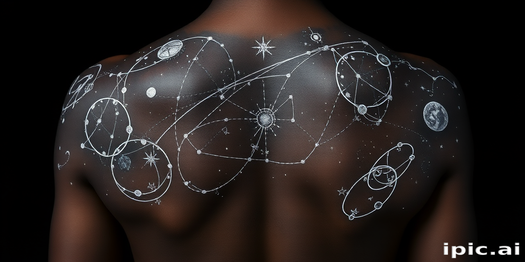 Intricate Cosmic Tattoo Design Featuring Celestial Bodies and Stellar ...