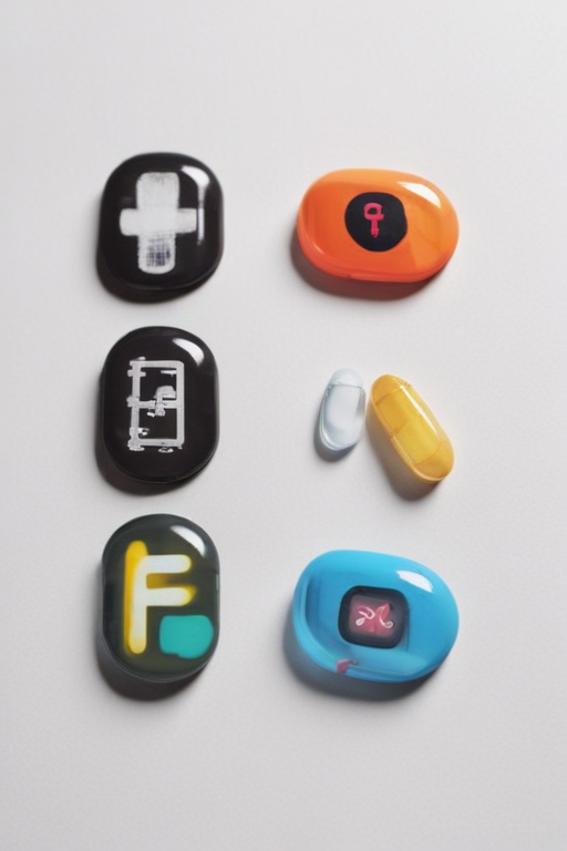 A colorful layout featuring (((six different pill icons))) with their ...