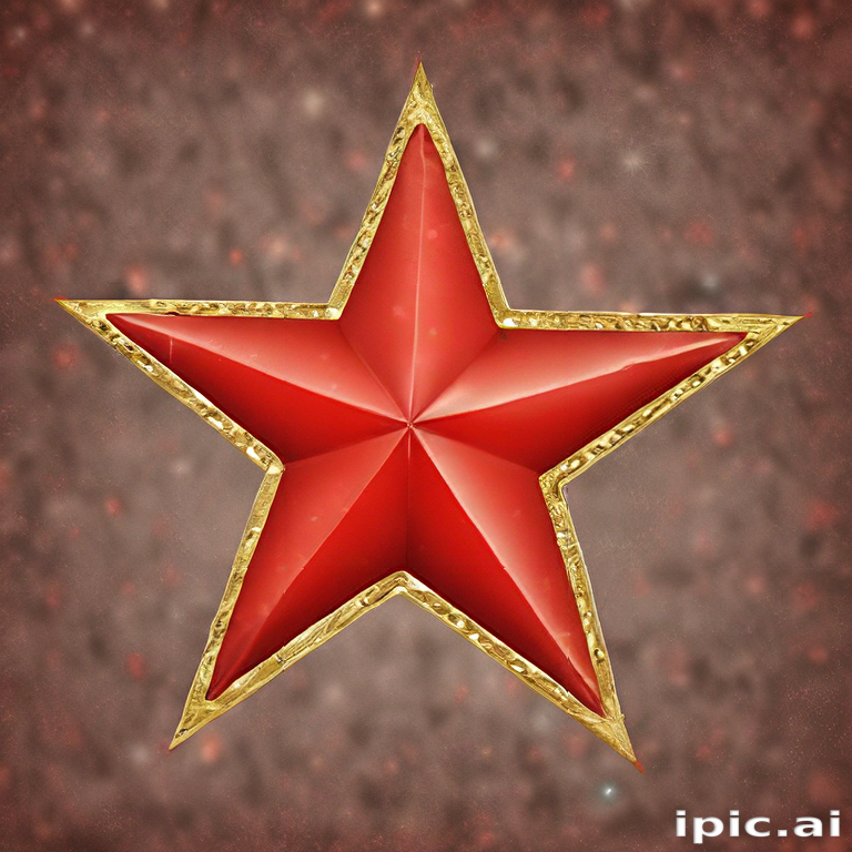 Shining Red Star with Golden Edges Against a Subtle Textured Background