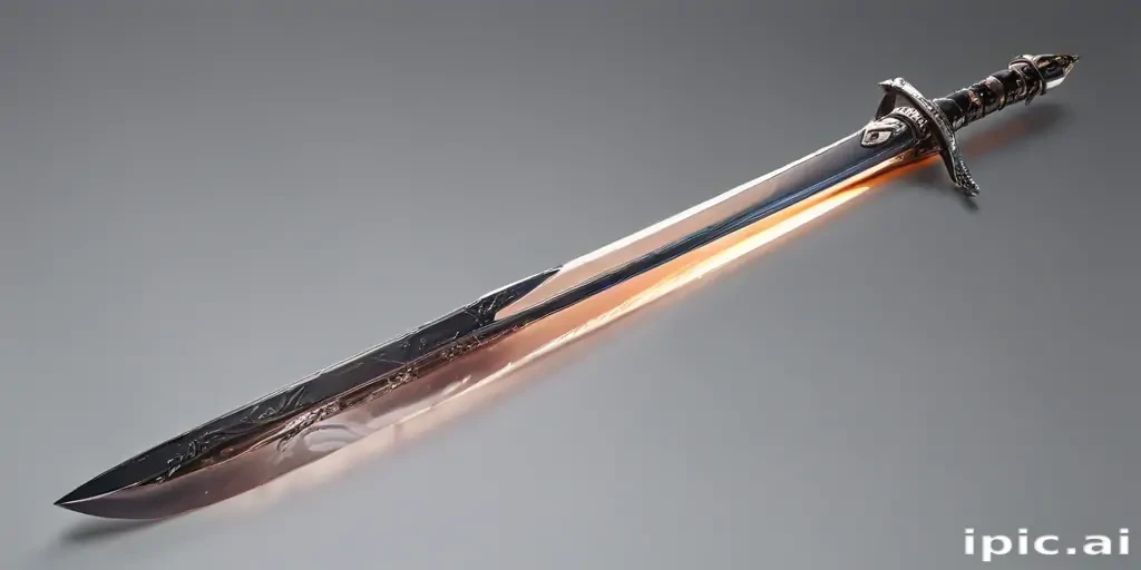 A Stunningly Crafted Sword with Intricate Designs and a Gleaming Blade