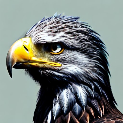 Realistic style angry eagle head with angry expresion side view