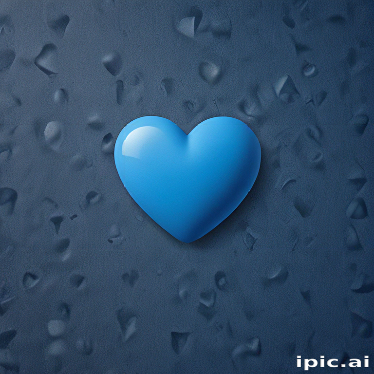 Vibrant Blue Heart on a Textured Dark Background Symbolizing Love and ...