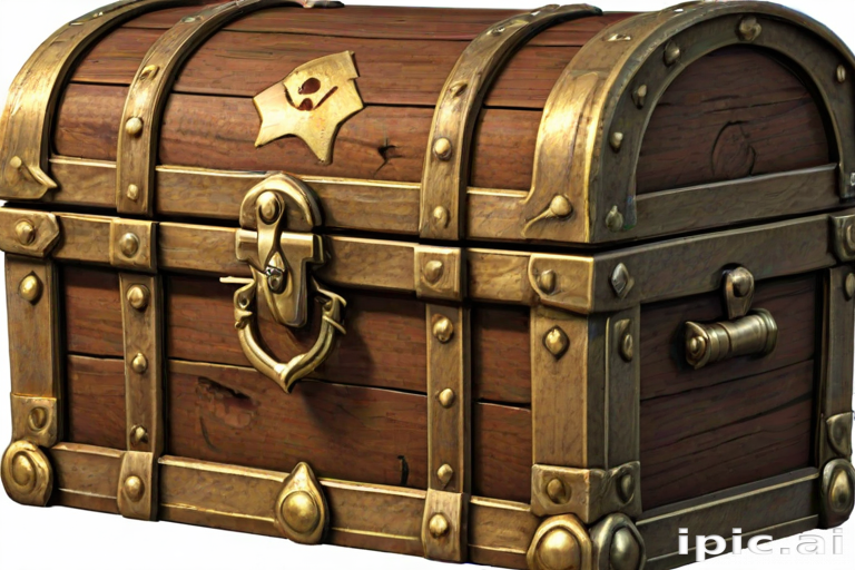 A Beautifully Crafted Treasure Chest with Intricate Metal Details and ...
