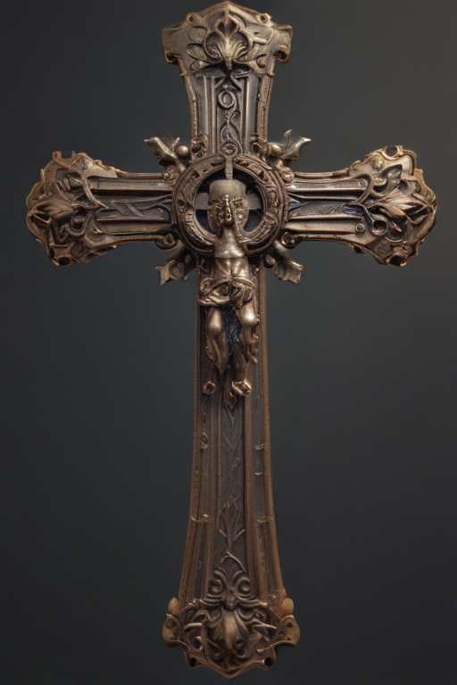 Intricately Designed Bronze Cross Depicting Christ in Detailed ...