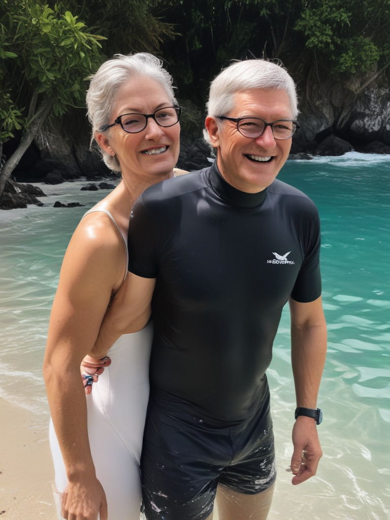 tim cook goes to the pacific ocen and swims with sharks and colonel sanders