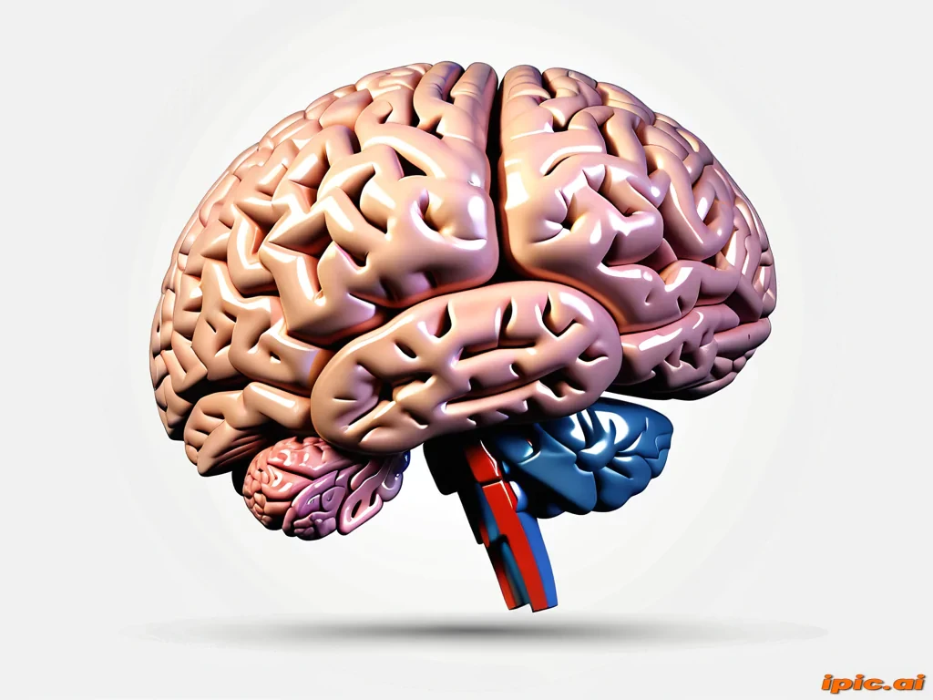 Intricate 3D Model of a Human Brain Showcasing Complex Neural Structures