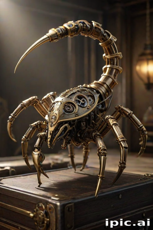 Intricately Designed Mechanical Scorpion with Steampunk Elements and Gears