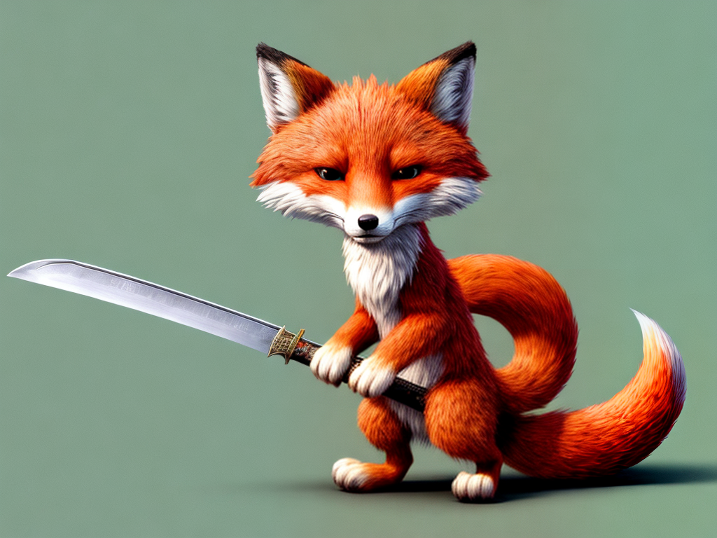 Anthropomorphic fox holding a large sword