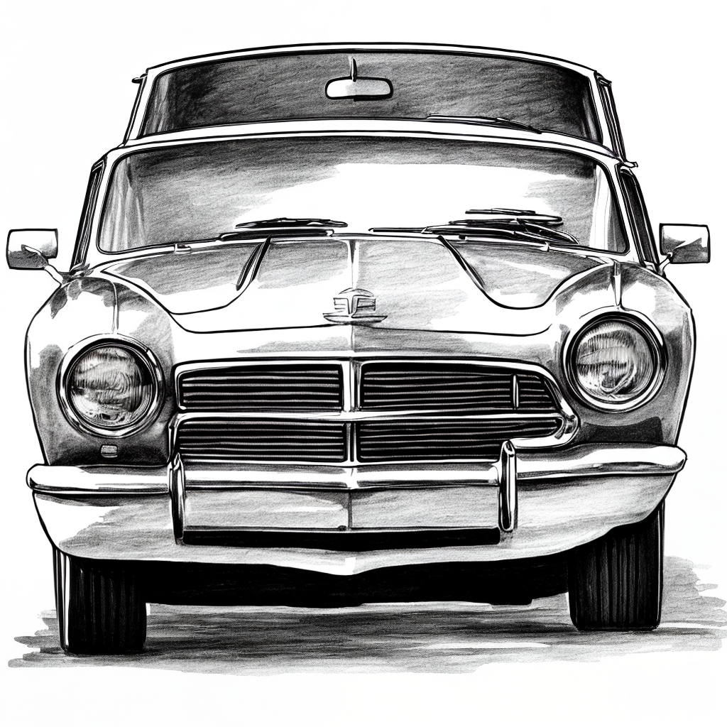 loose ink line drawing of the car