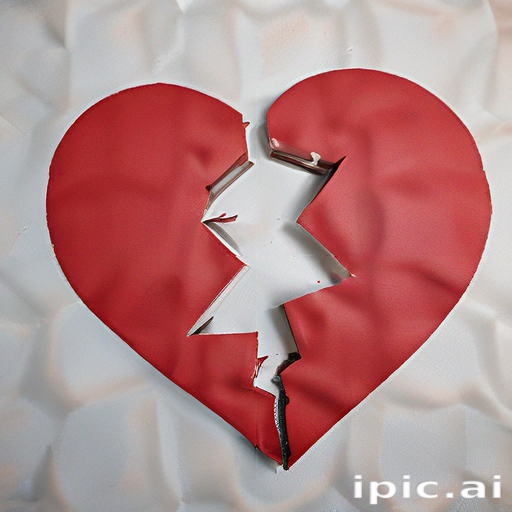 Symbolic Representation of a Broken Heart with a Jagged Split Design