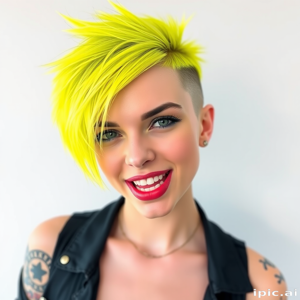 Vibrant Yellow Hair and Bold Red Lips: A Stunning Style Statement