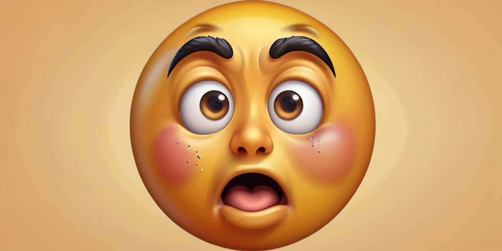 A Surprised Emoji with Big Eyes and Raised Eyebrows Expressing Shock.