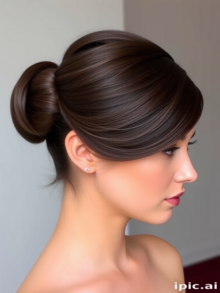 Elegant Side Profile of a Woman with a Sophisticated Hair Bun
