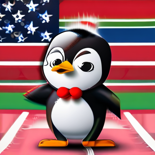 tux the penguin doing the american college football running back "feed ...