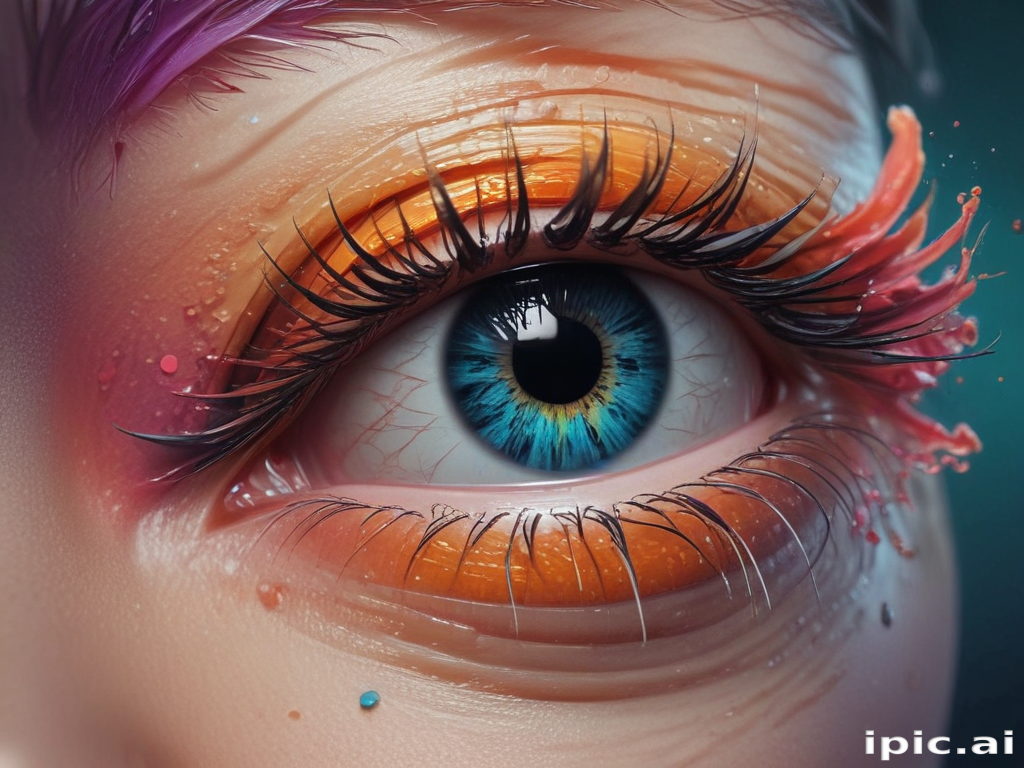 Mesmerizing Close-Up of a Vibrant Eye with Colorful Artistic Details