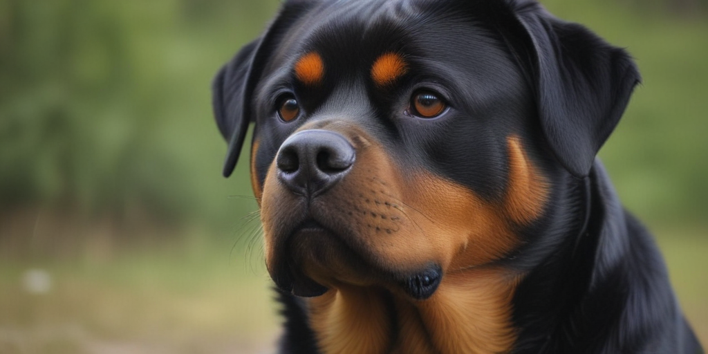 A Majestic Rottweiler Dog Posing Gracefully in a Natural Setting.