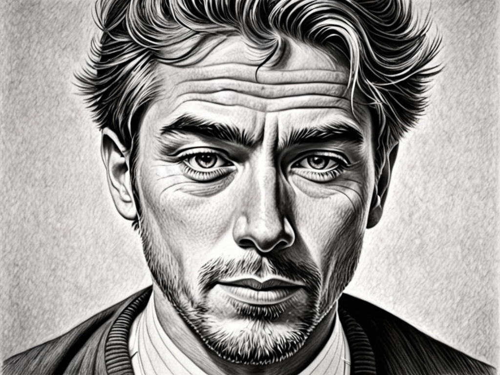 pencil art of calm looking person