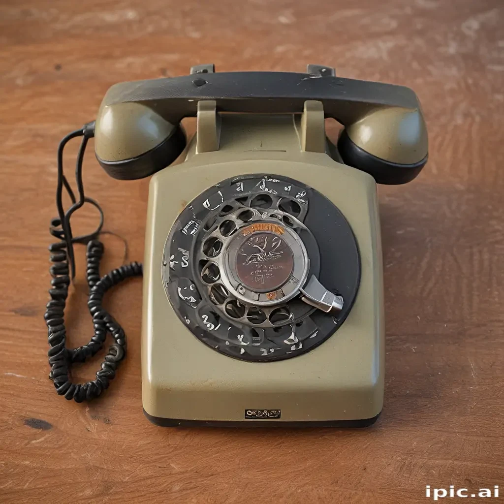 Vintage Rotary Phone with Unique Design and Retro Aesthetic on Wooden ...