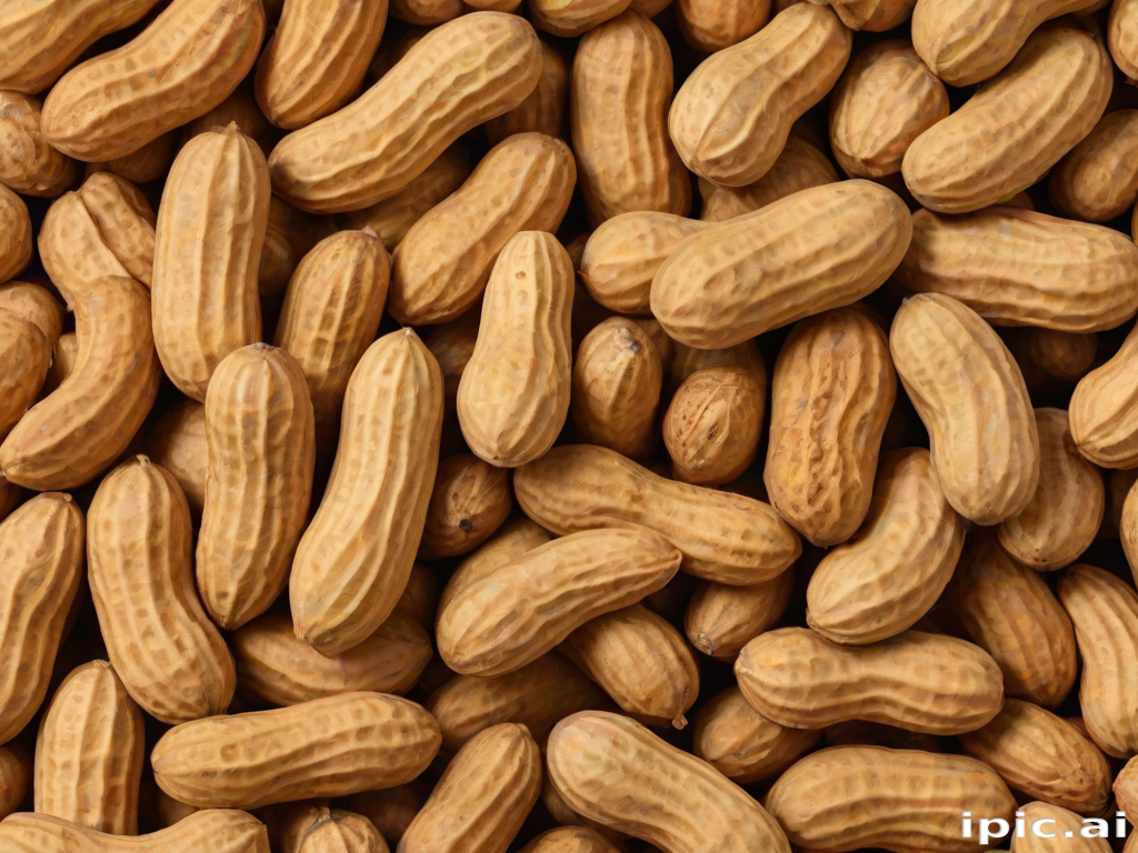 Close-Up View of a Pile of Raw, Shelled Peanuts on Display