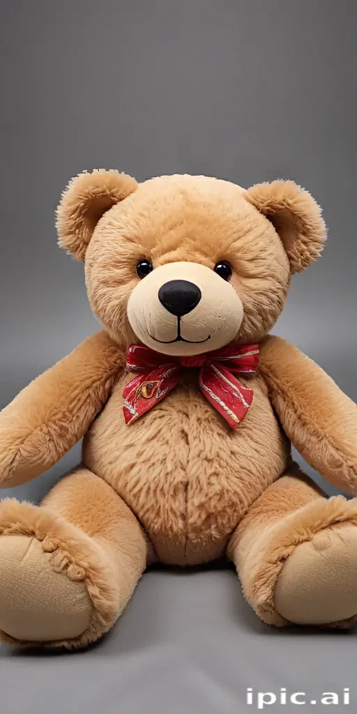 A Soft and Cuddly Brown Teddy Bear with a Red Bow Tie.