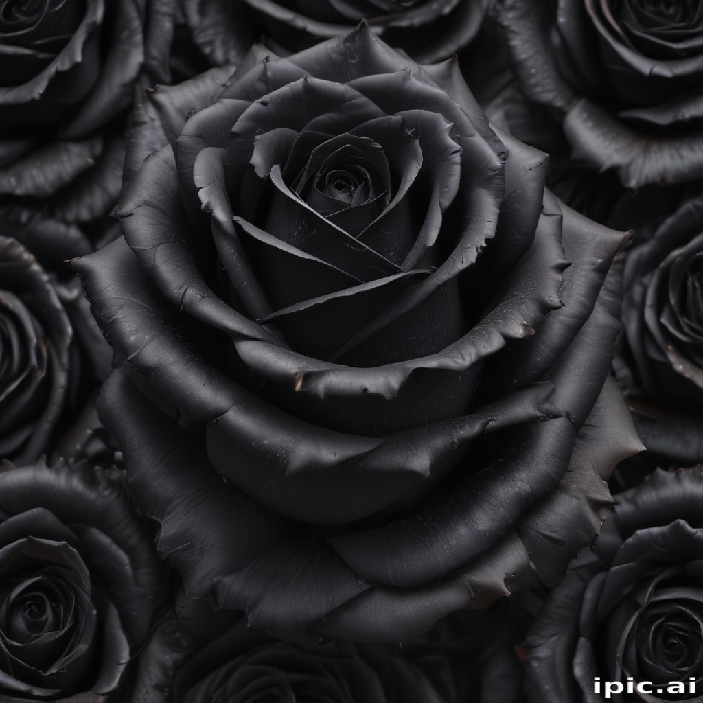 A Stunning Close-Up of a Single Black Rose Among Dark Roses