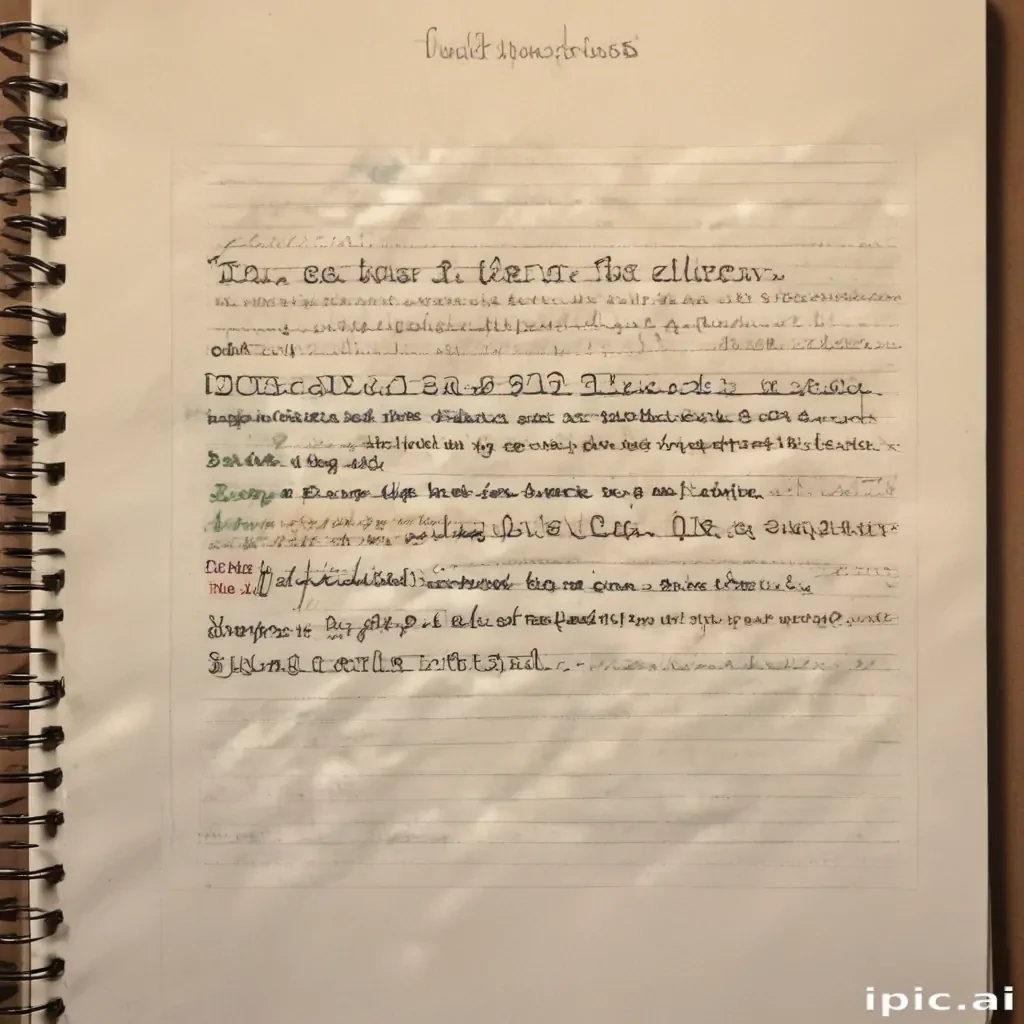 Handwritten Page with Faded Text and Artistic Scribbles in a Sketchbook