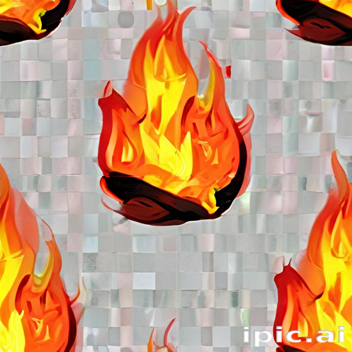 Colorful Flames Dancing Against a Shimmering Mosaic Background Design