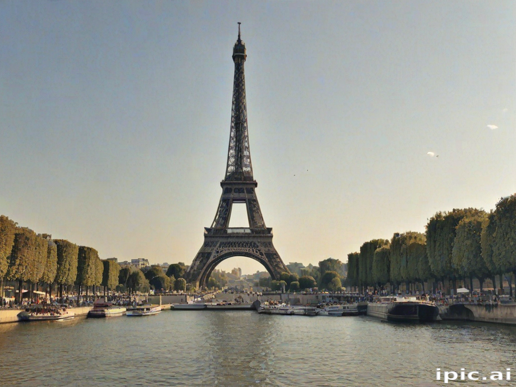 Scenic View of the Eiffel Tower Overlooking the Seine River in Paris