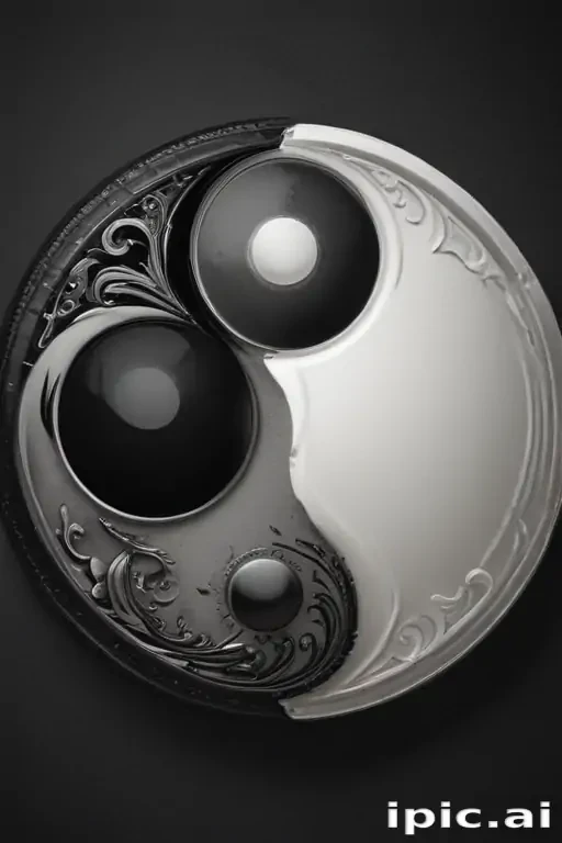 Elegant Yin Yang Symbol with Intricate Designs Representing Balance and ...