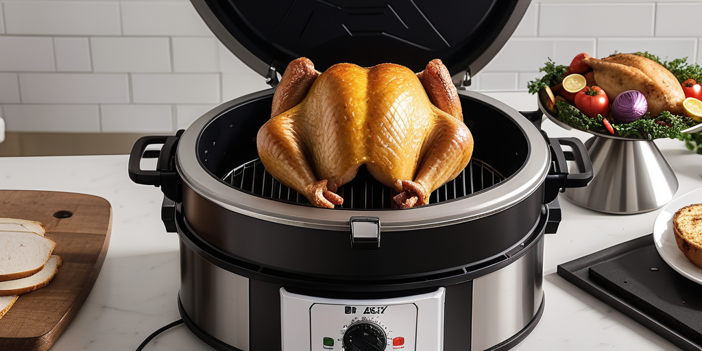 Deliciously Roasted Turkey in a Modern Electric Cooker with Sides