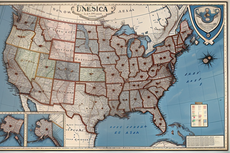 Detailed Historical Map of the United States with State Boundaries and ...
